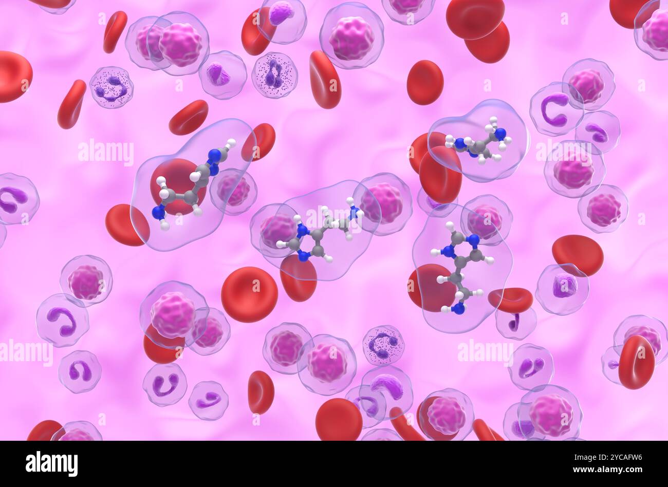 Histamine compound - isometric view 3d illustration Stock Photo - Alamy