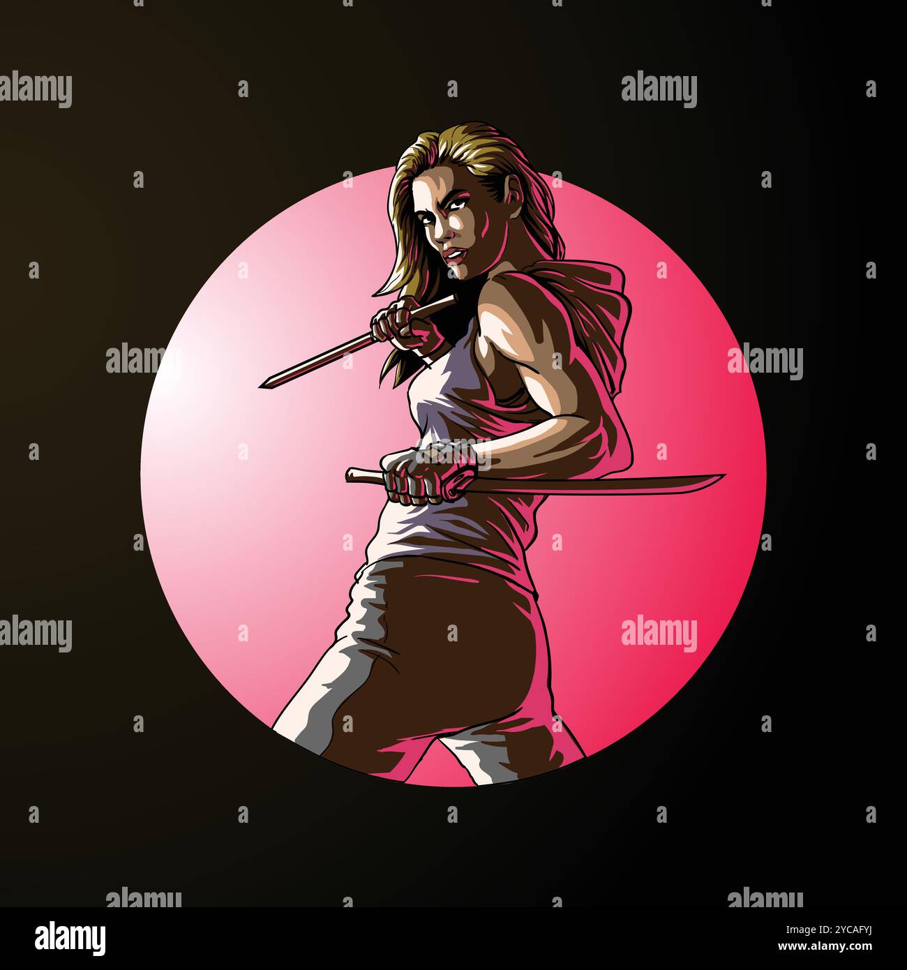 fighting woman character vector illustration Stock Vector Image & Art ...