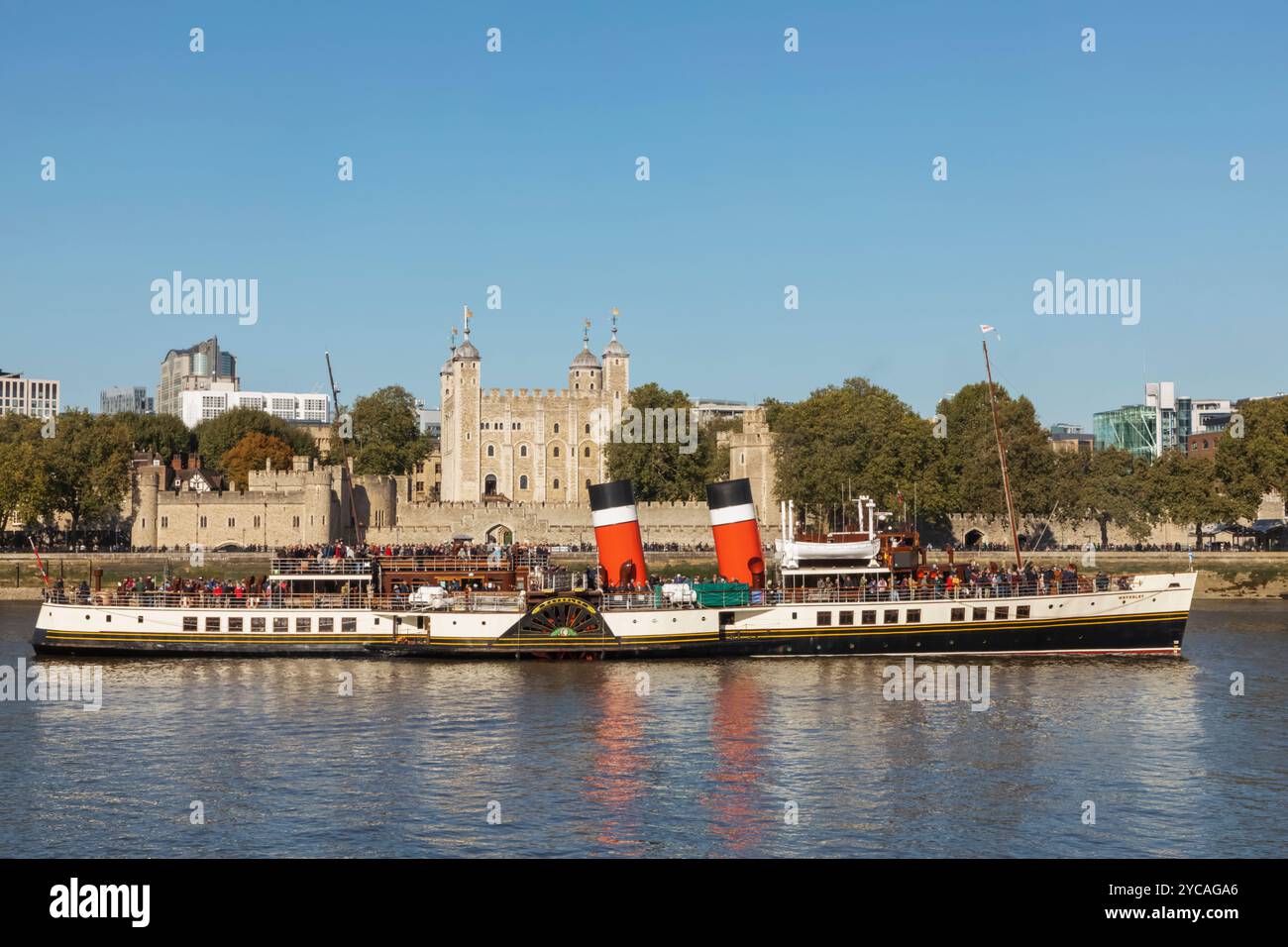 England, London, Tower of London with The Historic Waverley Paddle ...