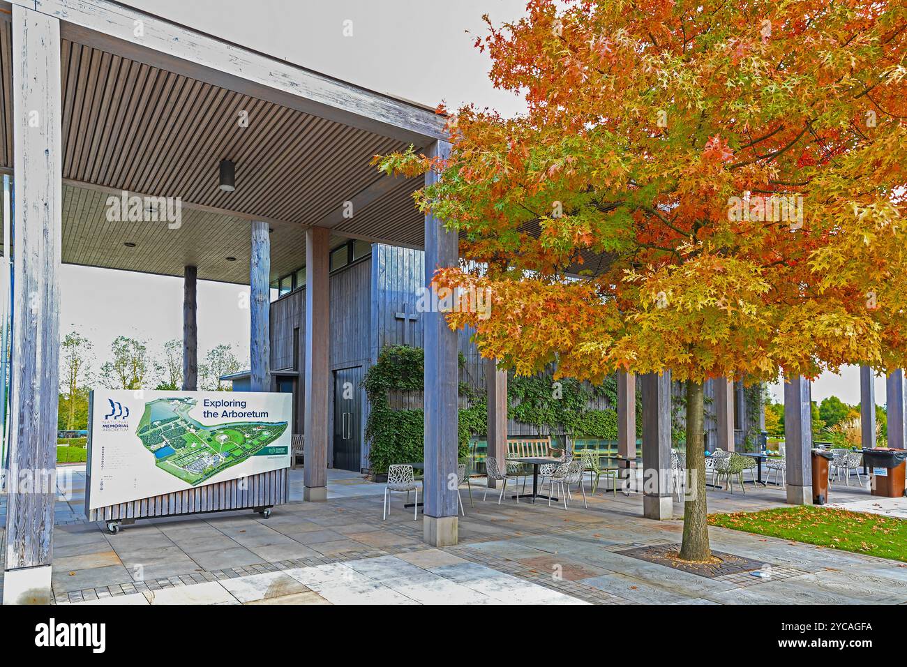 A welcome sign & map or information board at the main entrance to the ...