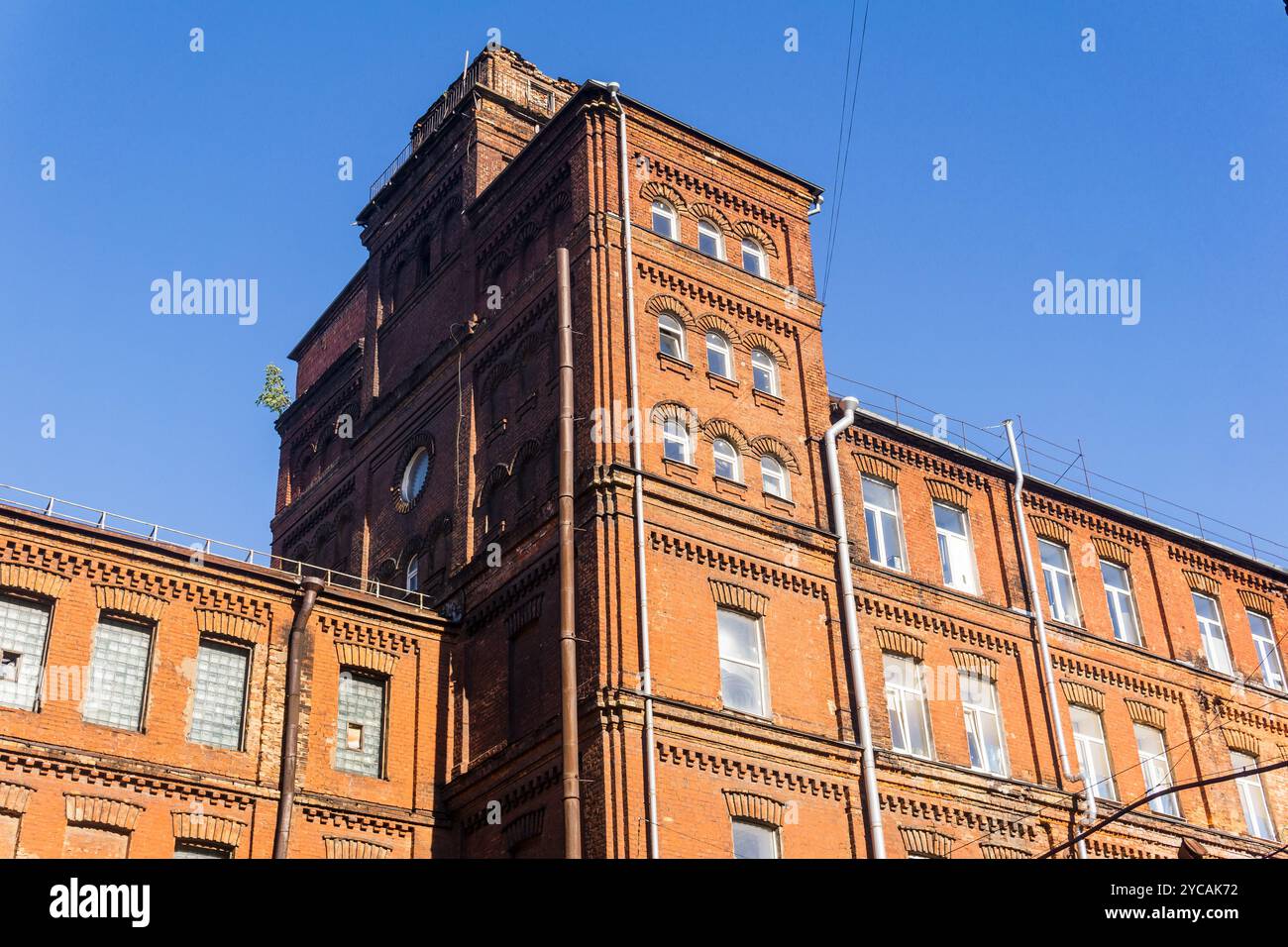 industrial architectural background, vintage factory building against a ...