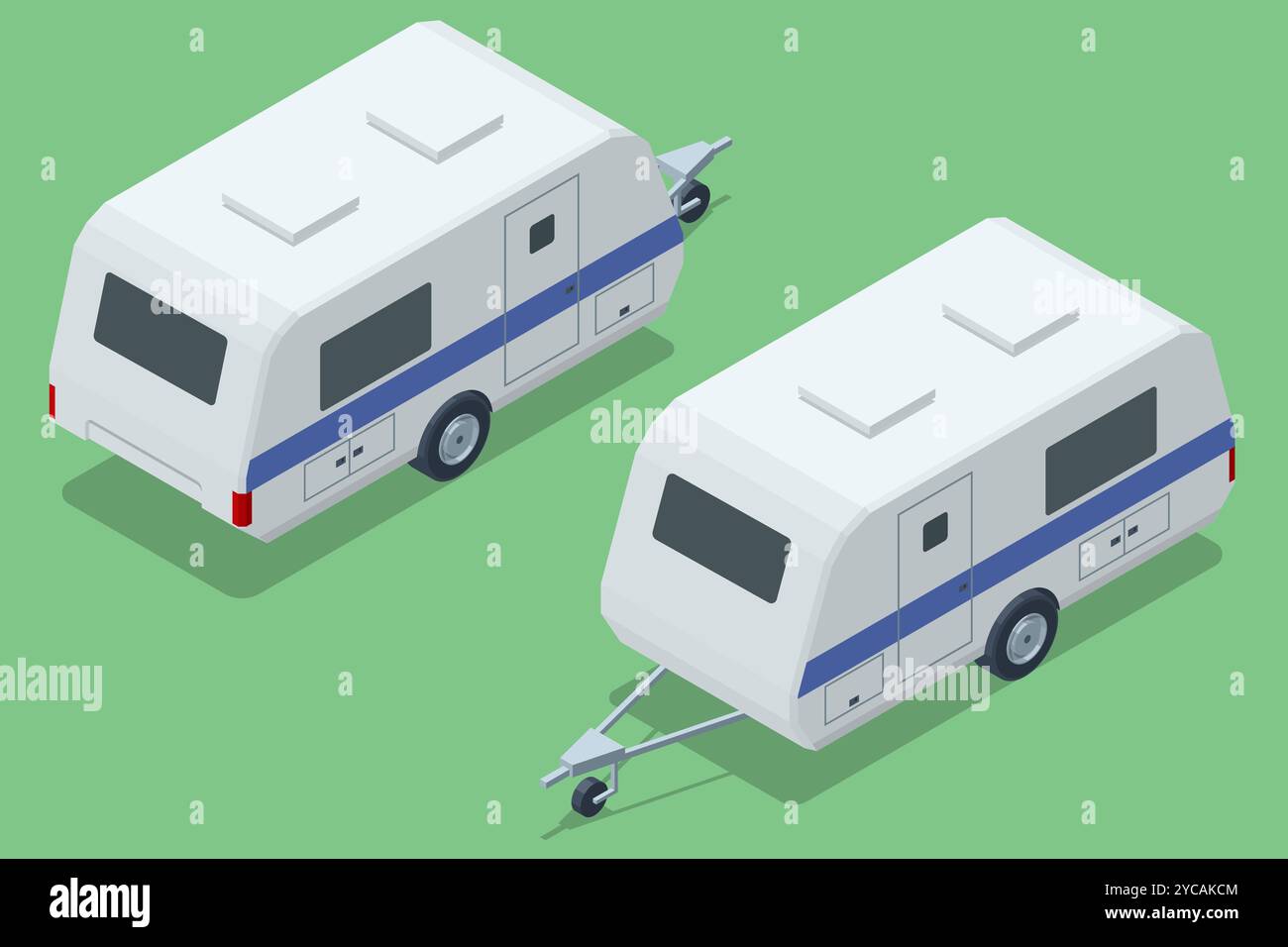 Camper isometric view of the rear and front. Kemper walking along the ...