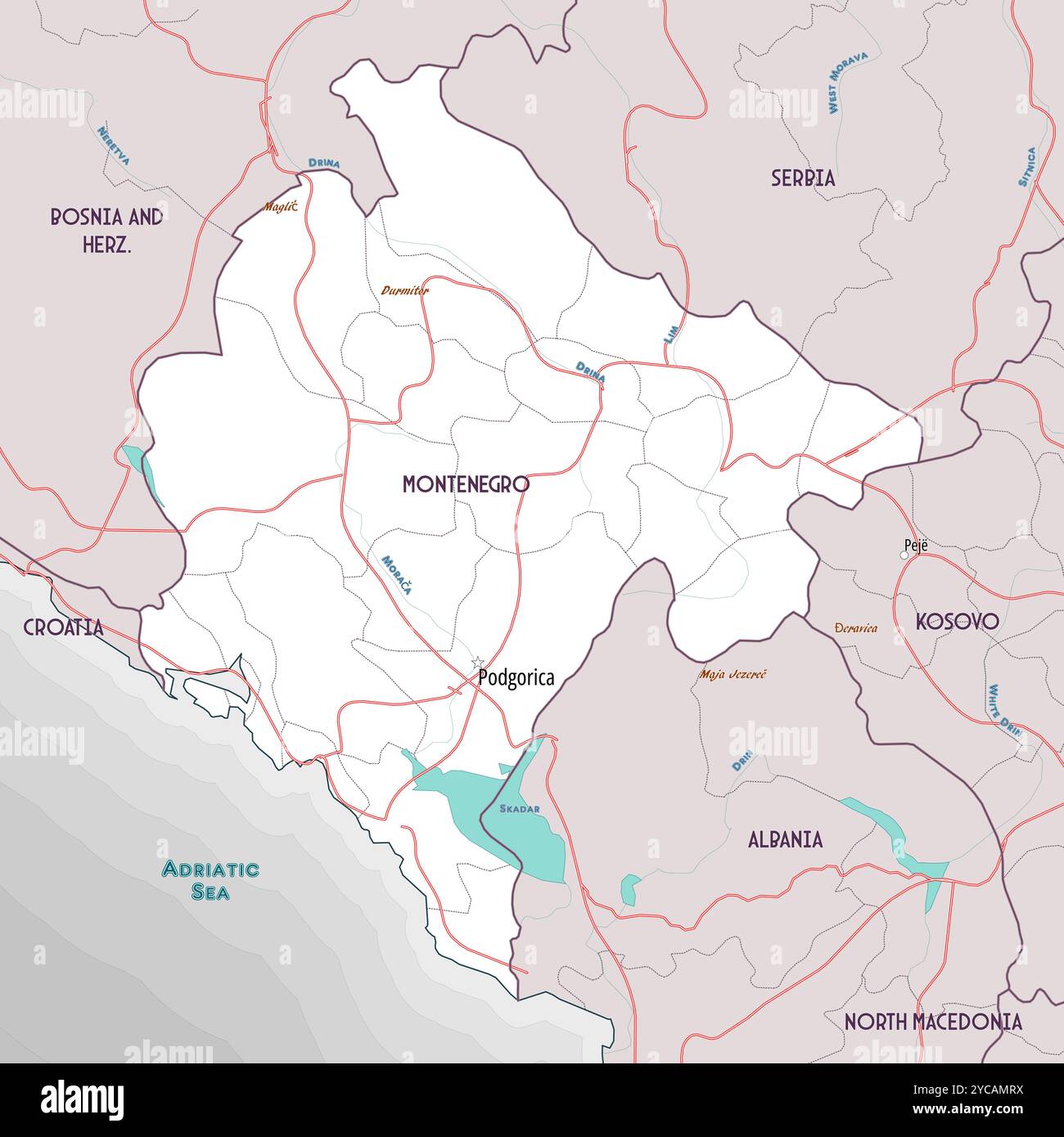 Simple outline map of Montenegro coloring page Stock Vector Image & Art ...