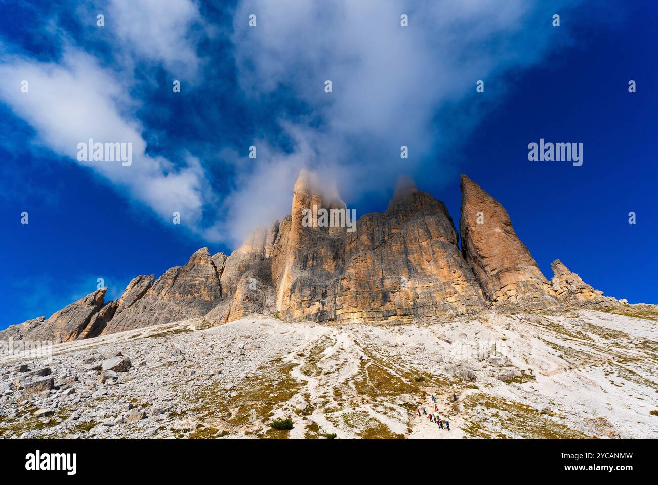 View of Dolomites in Tre Cime, Italy Stock Photo - Alamy