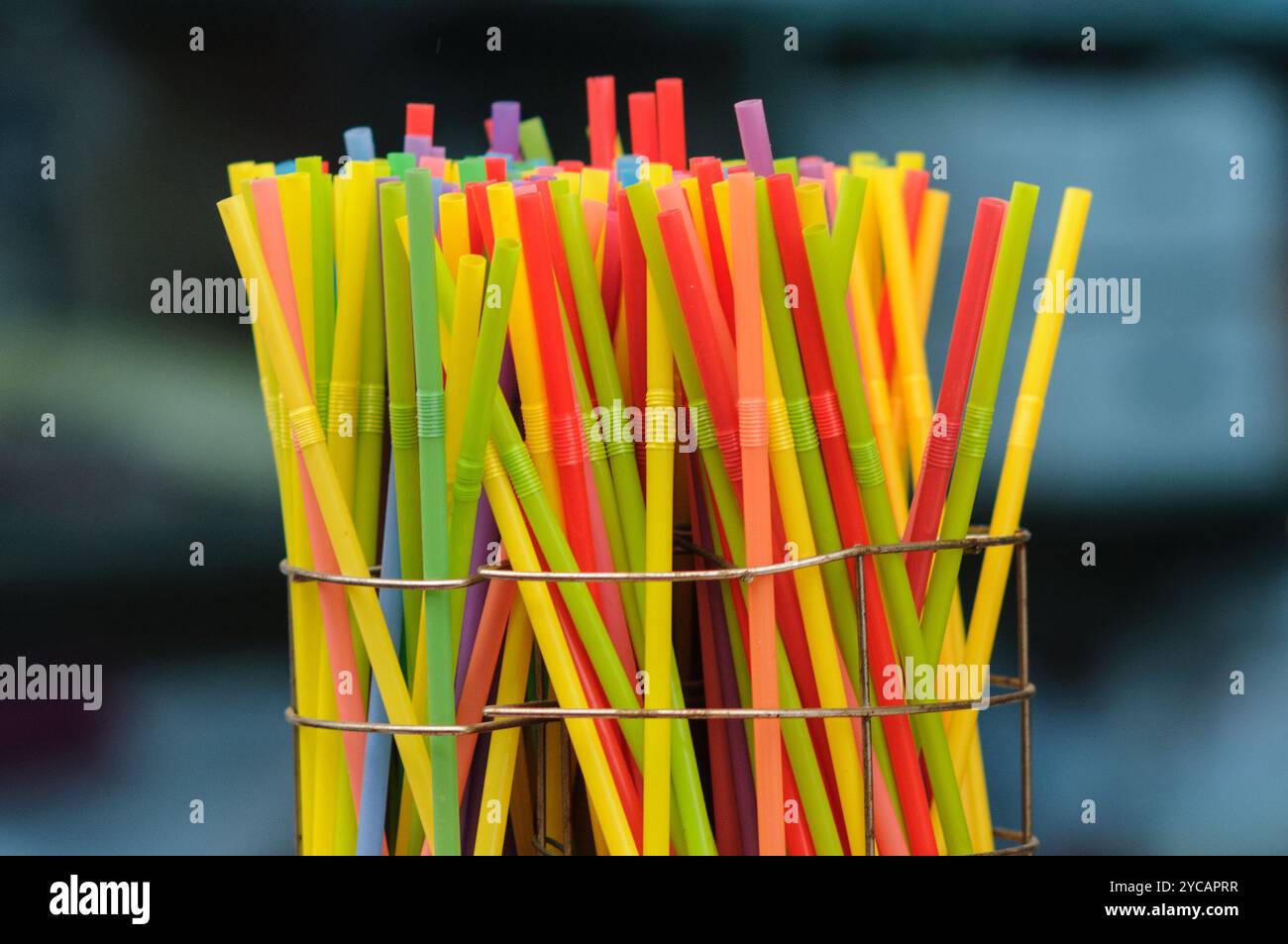 Multi-colored, plastic, disposable drinking straws with bellows ...