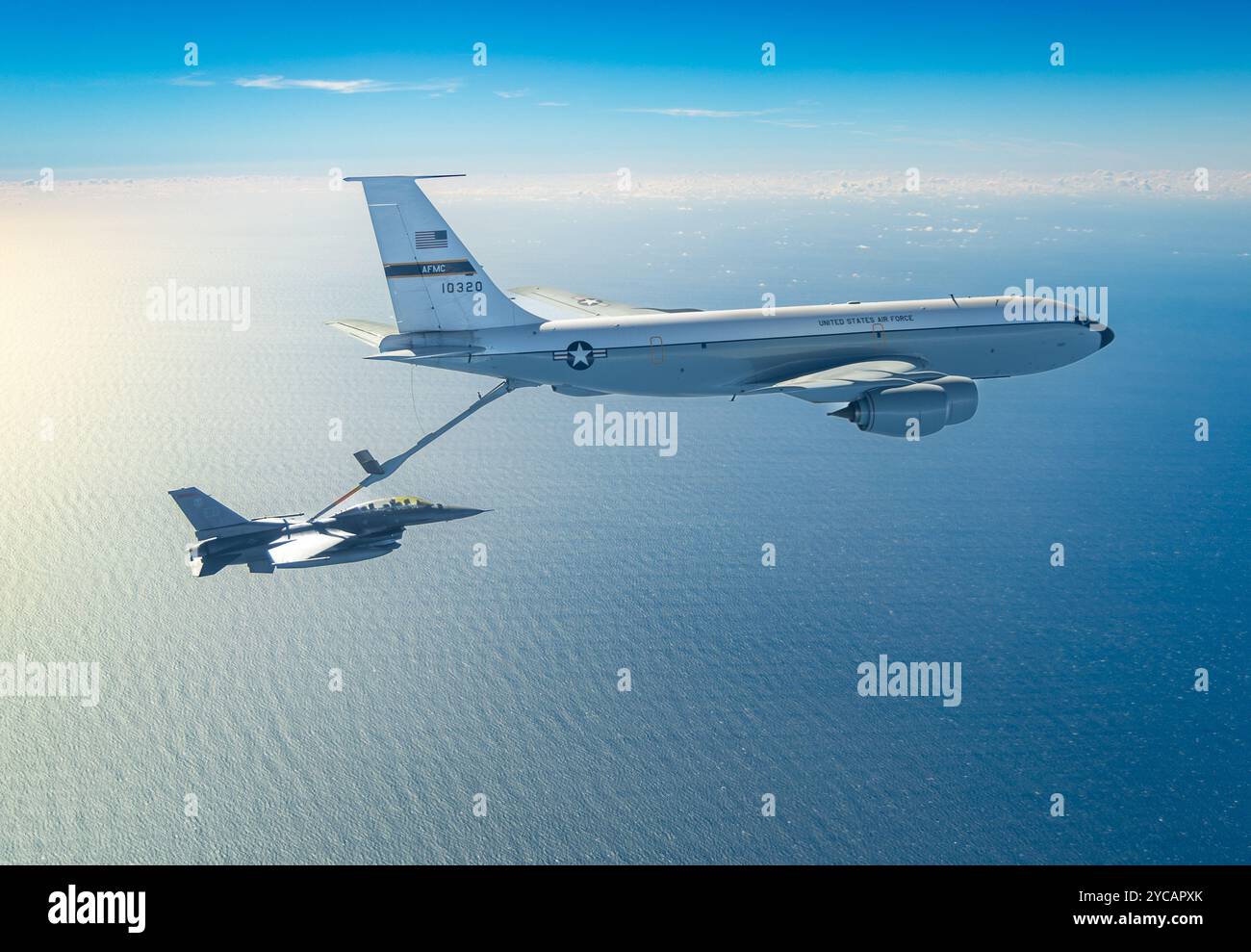 Air Force Materiel Command KC-135 tanker 10320 refuels Edwards AFB F ...