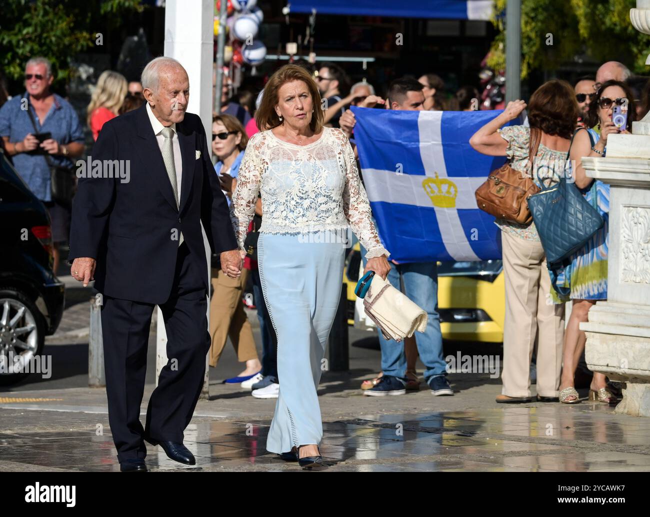 Athens, Greece. 28 September 2024. A couple of guests attend the ...
