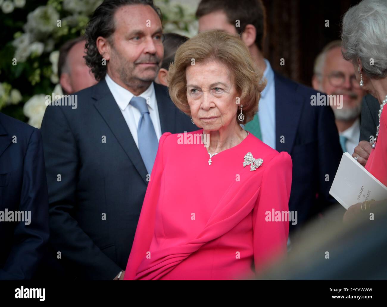 Athens, Greece. 28 September 2024. Queen Sofia of Spain leaves the ...