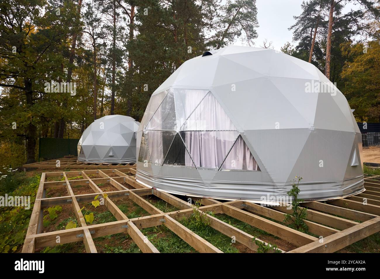 Geodesic domes for glamping and camping, thin-shell structure lattice ...