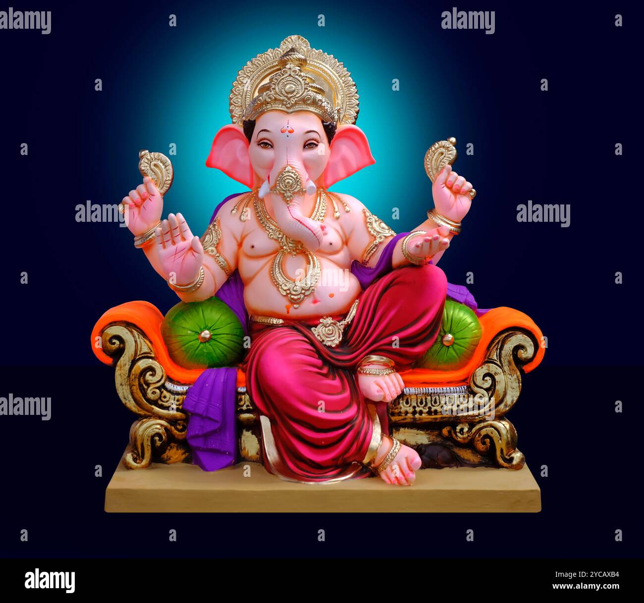 Ganesh sculpture, Lord Ganpati, Ganesha on Blue Background, Ganpati ...