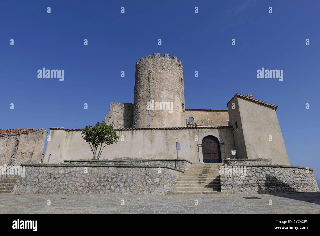 A medieval castle in Moliterno, a village in Basilicata, Italy Stock ...
