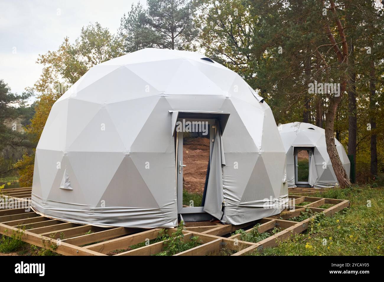 Geodesic domes for glamping and camping, thin-shell structure lattice ...