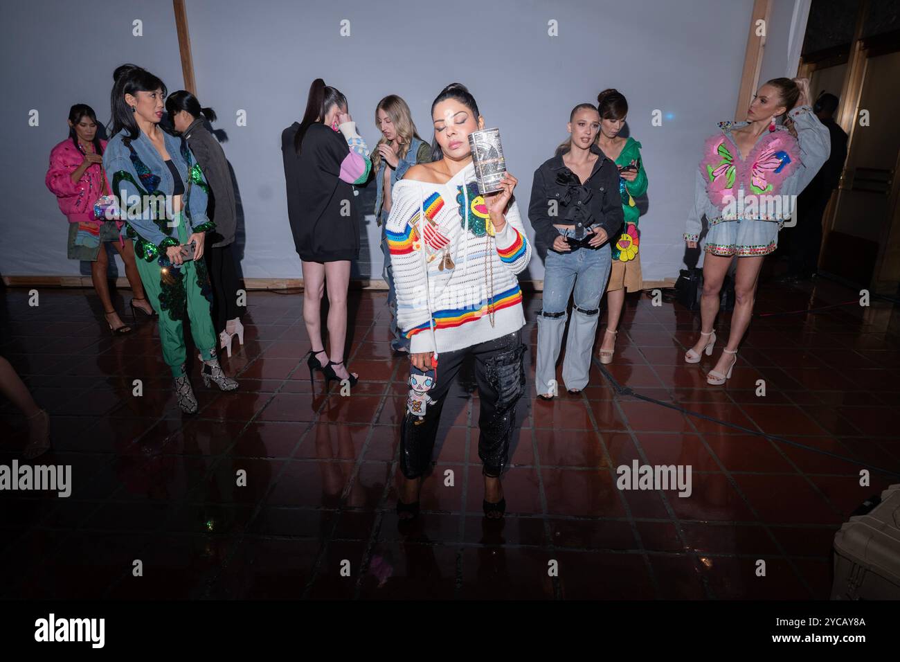 Backstage of Los Angeles fashion week bureau in California. (Photo by ...