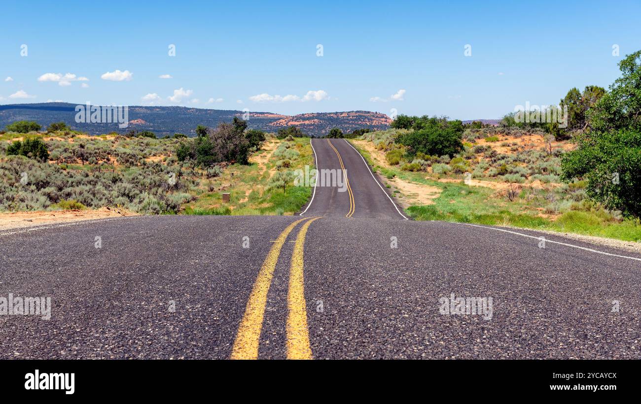 Road trip. Scenic road to Canyonland, Arizona - Utah, USA Stock Photo ...