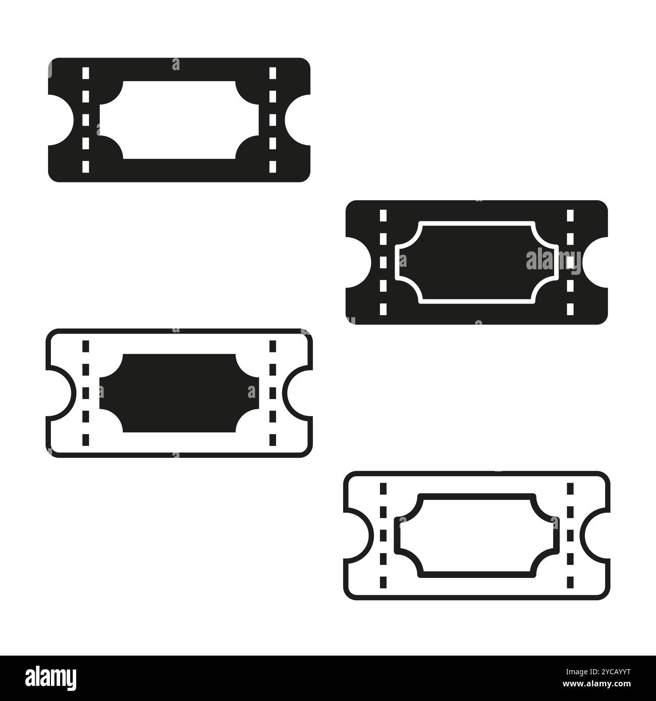 Ticket icons set with solid and outline styles. Admission and event ...