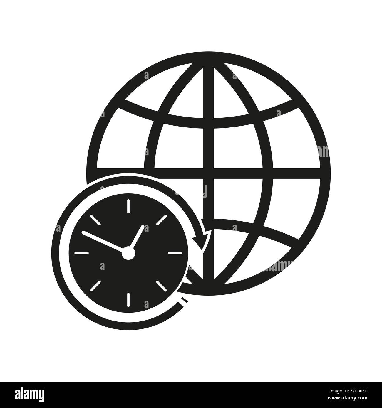 Global time icon. World clock symbol. International time zone graphic ...