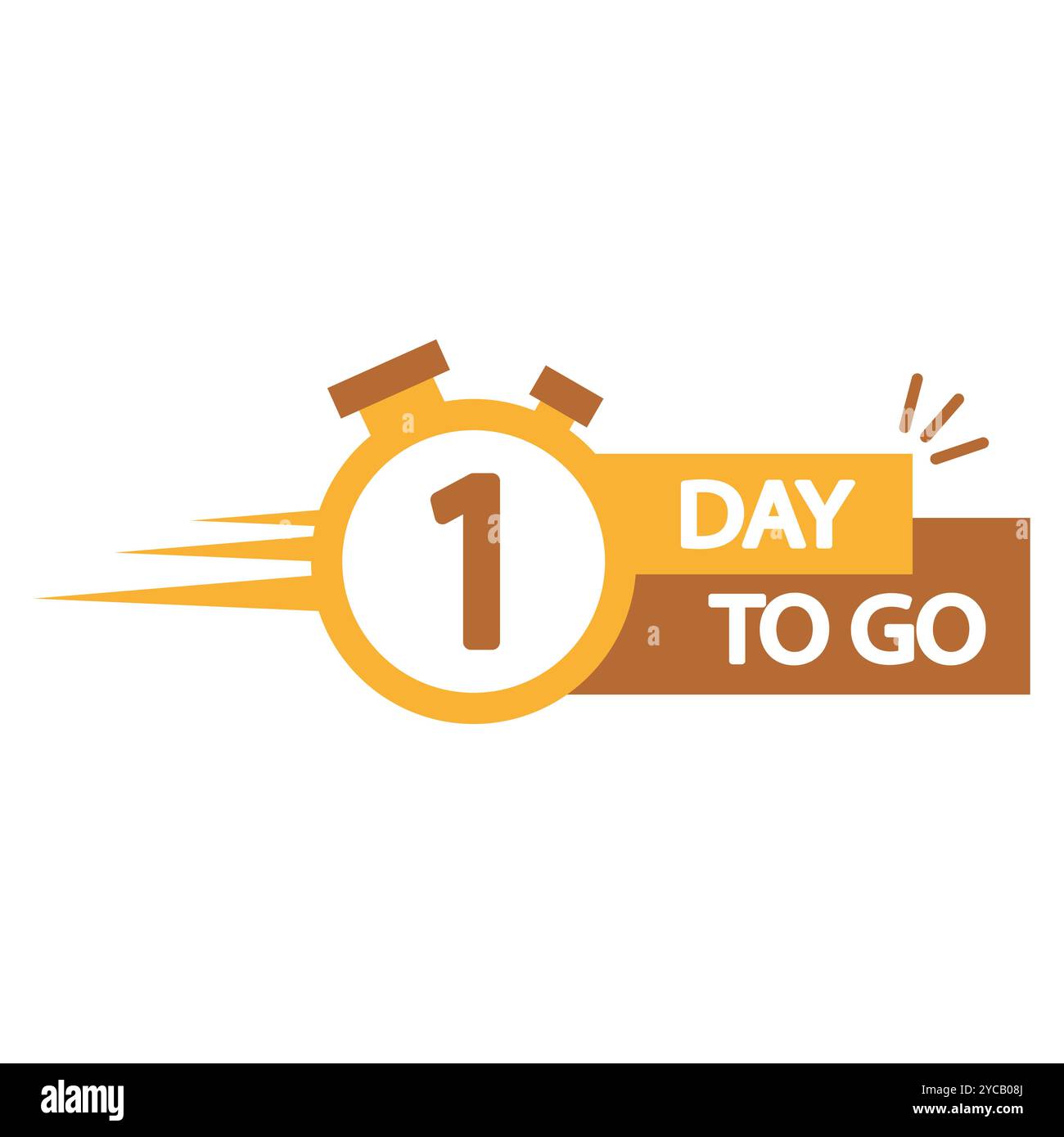 Stopwatch icon with number 1. Countdown clock with One Day to Go text ...
