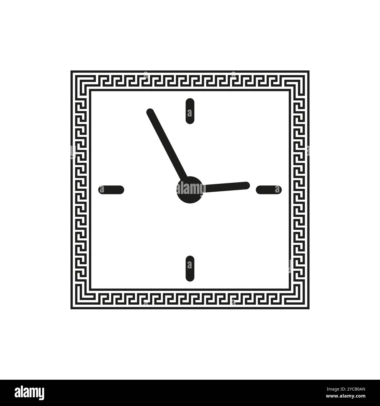 Square clock icon. Geometric border design. Timepiece vector ...