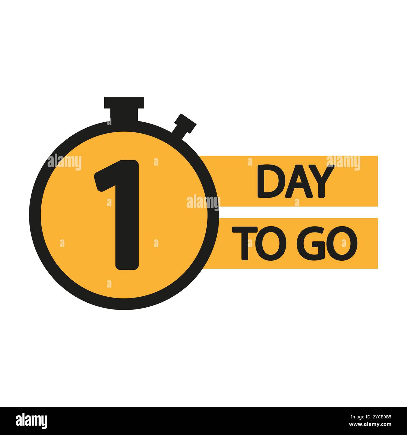Stopwatch icon with number 1. Countdown clock with One Day to Go text ...