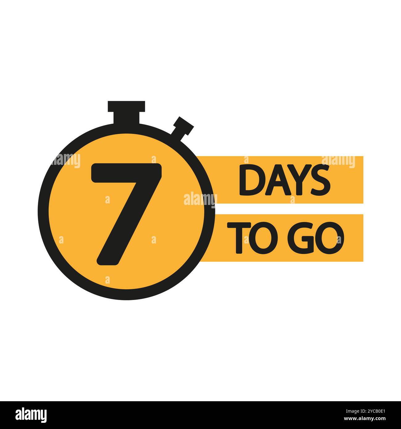 Countdown timer icon. Number seven focus. 7 days to go. Yellow ...