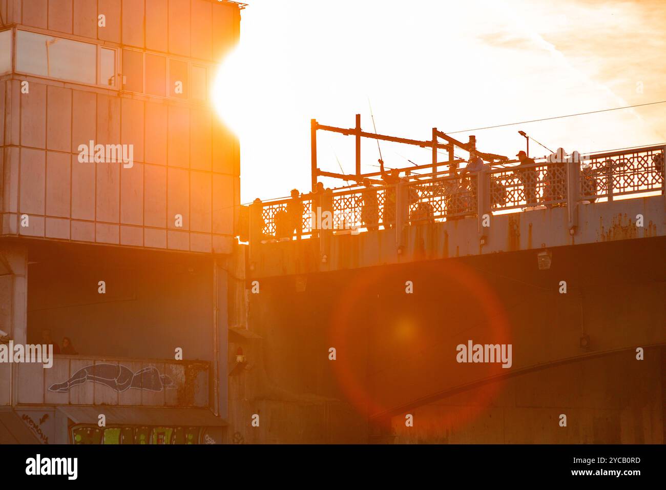 Istanbul, Turkiye - OCT 8, 2024: The Galata Bridge that connects two ...
