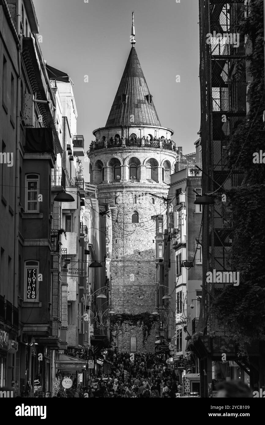 Istanbul, Turkiye - OCT 8, 2024: View of Galata Tower, the ancient ...