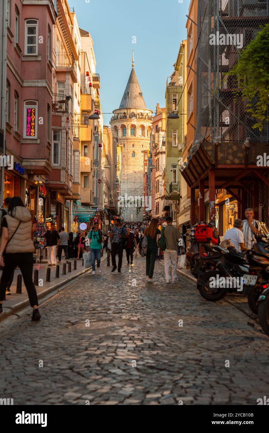 Istanbul, Turkiye - OCT 8, 2024: View of Galata Tower, the ancient ...