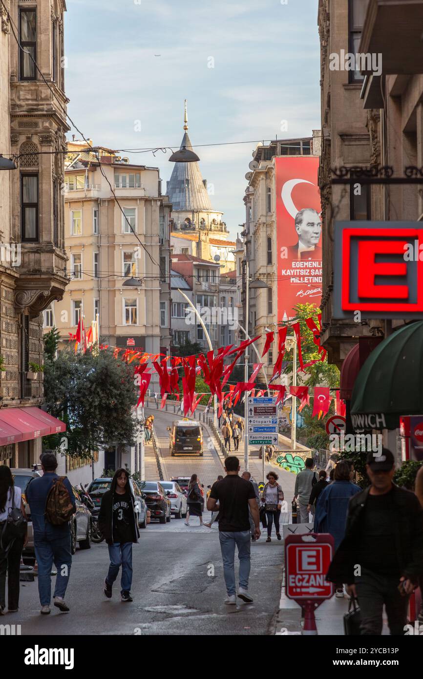 Istanbul, Turkiye - OCT 8, 2024: View from Beyoglu streets, generic ...