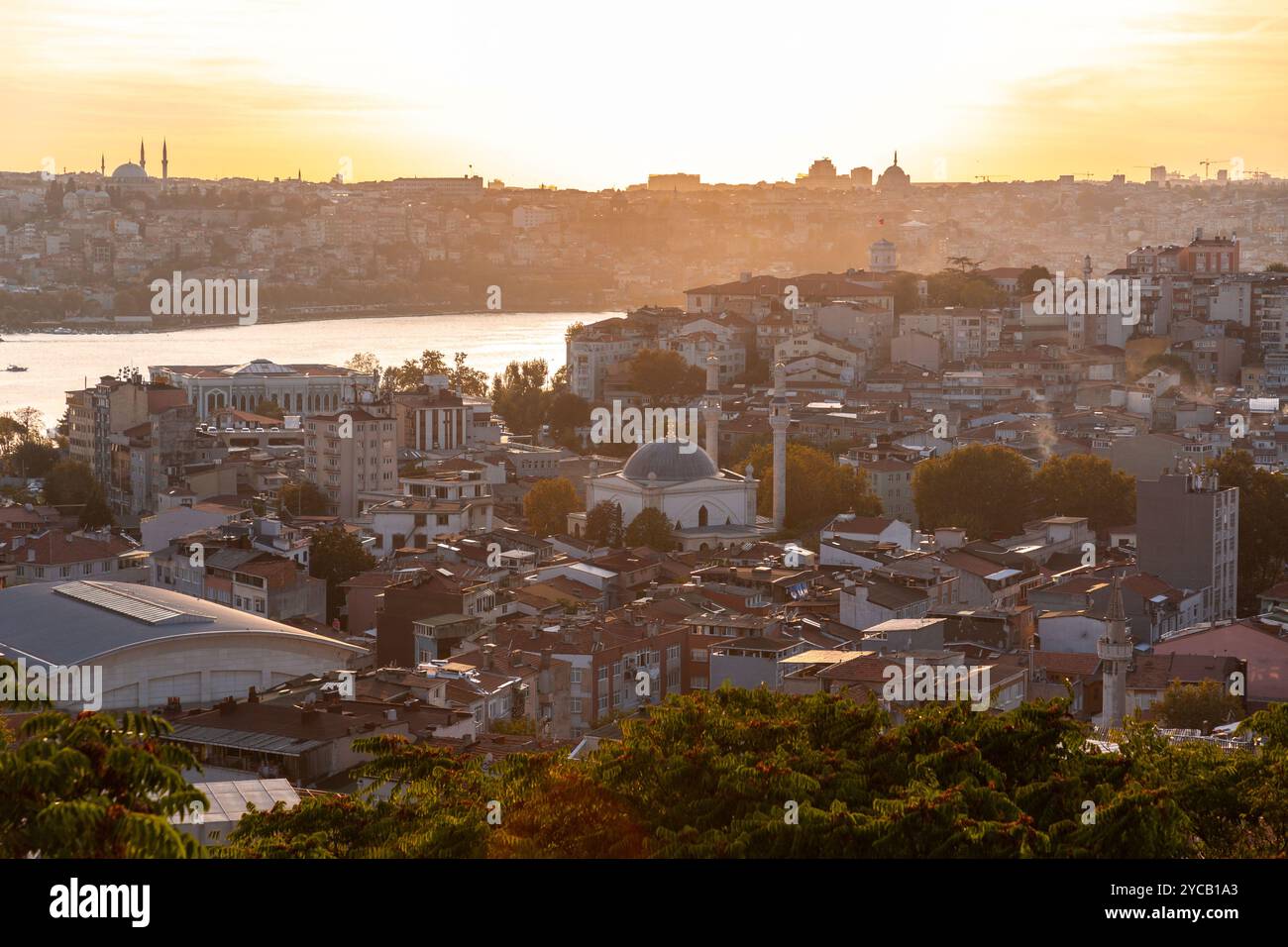 Istanbul, Turkey - OCT 8, 2024: View from Istanbul in sunset, Golden ...