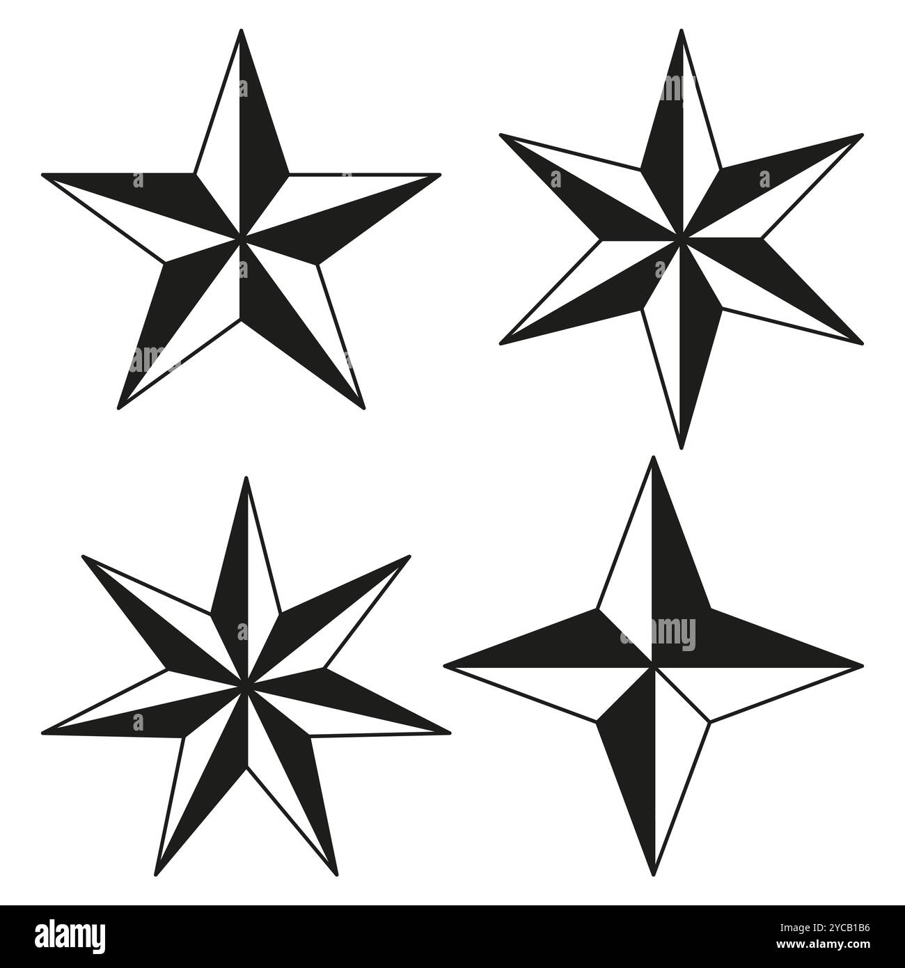 Star compass icons. Black and white star. Navigation vector symbols ...