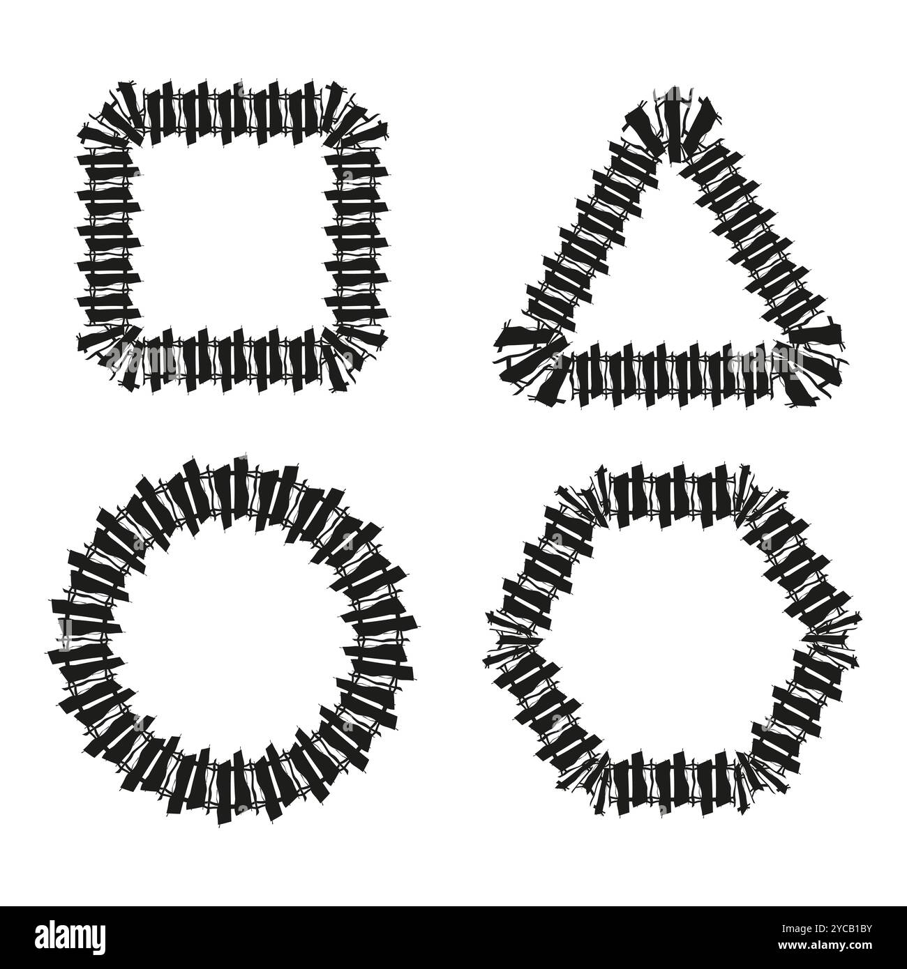 Abstract shape set. Geometric frame icons. Black outline shapes ...