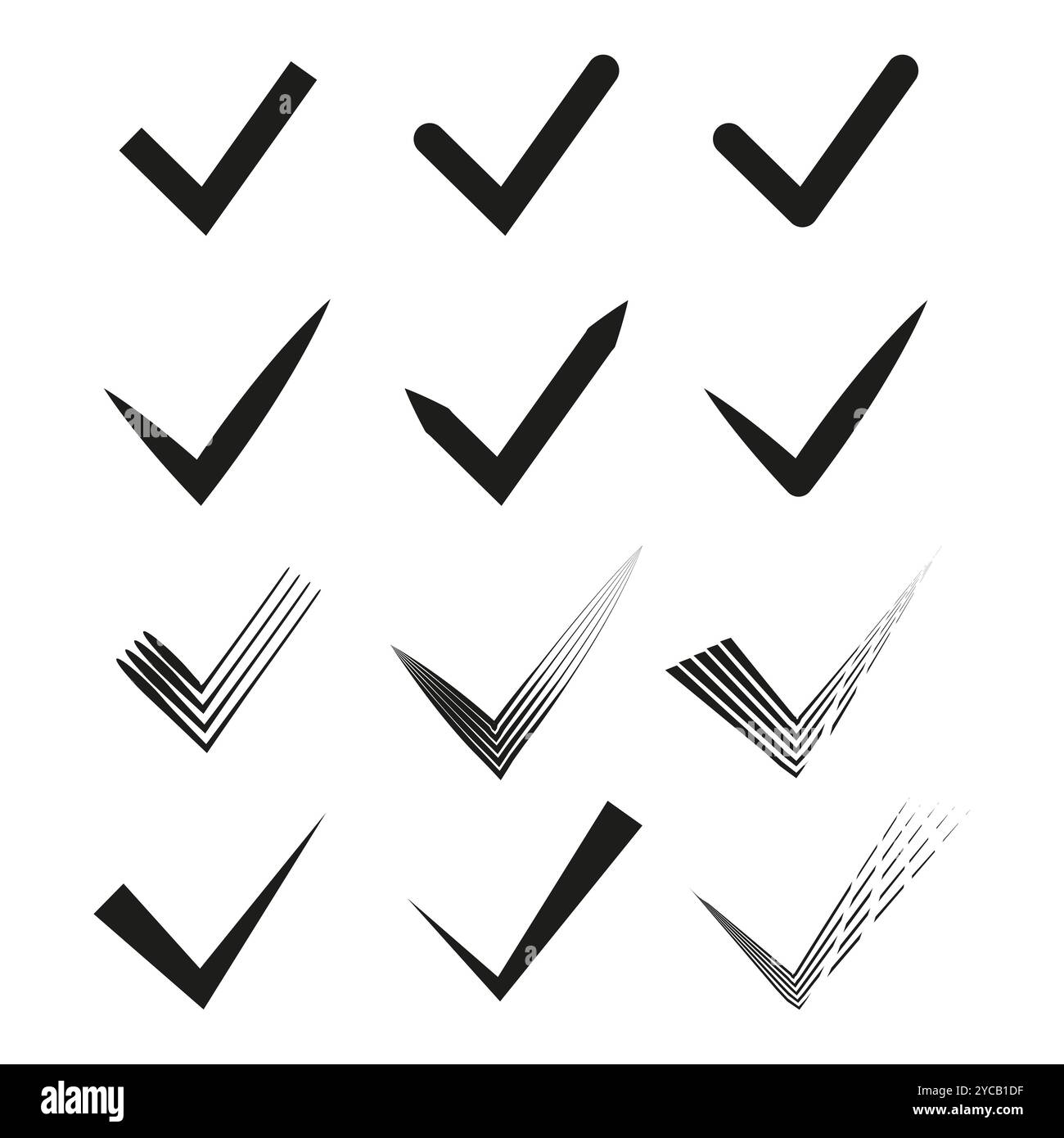 Checkmark icon set. Various vector ticks. Black approval symbols. Simple graphic design Stock ...