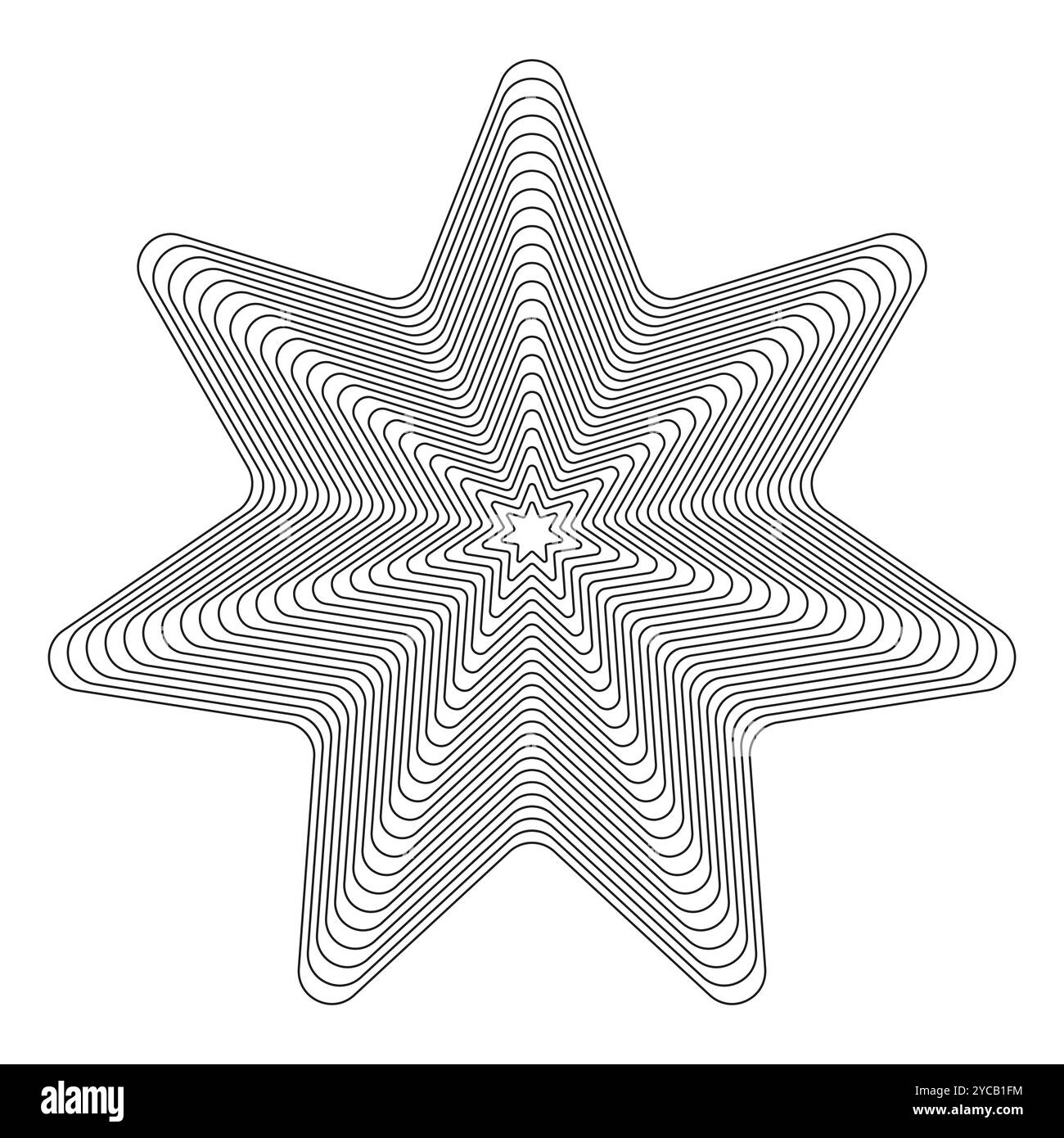 Abstract geometric star icon. Black and white concentric shape. Simple ...