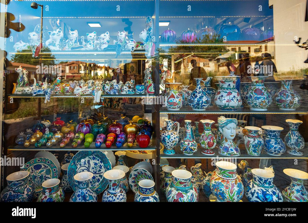 Side, Turkey - 06.06.2024: Colorful Ceramic and Pottery Display in a ...