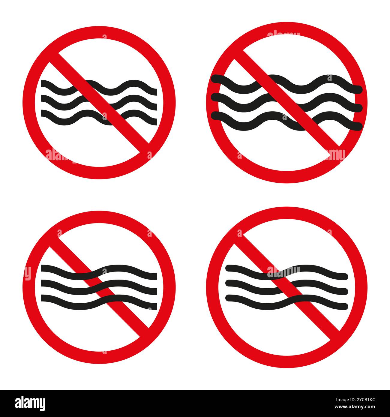 No waves icon. Prohibition symbol. Warning sign icon. Vector ...