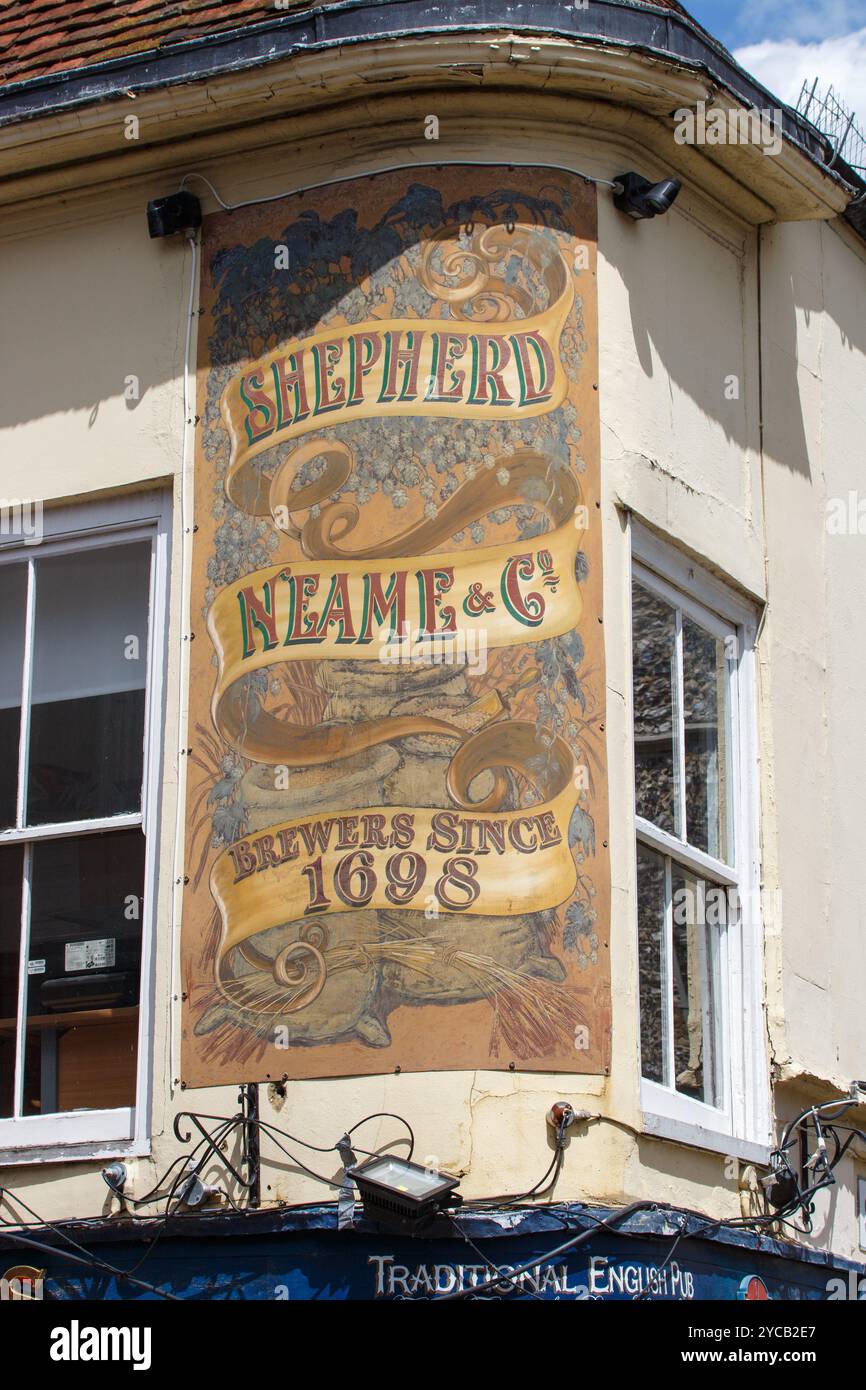A Shepherd Neame sign in Canterbury Stock Photo - Alamy