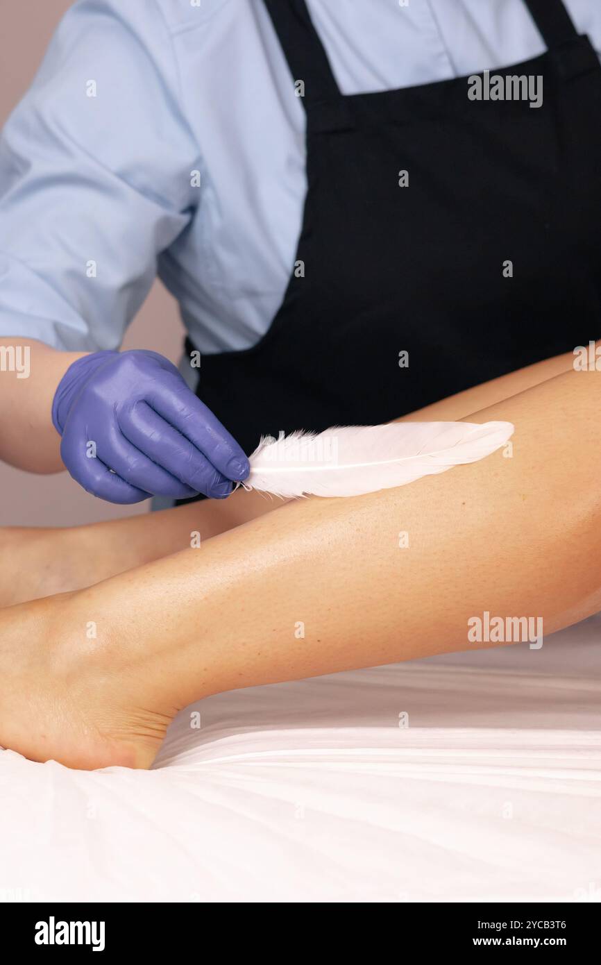 Aesthetic leg waxing process with gentle techniques in a tranquil ...