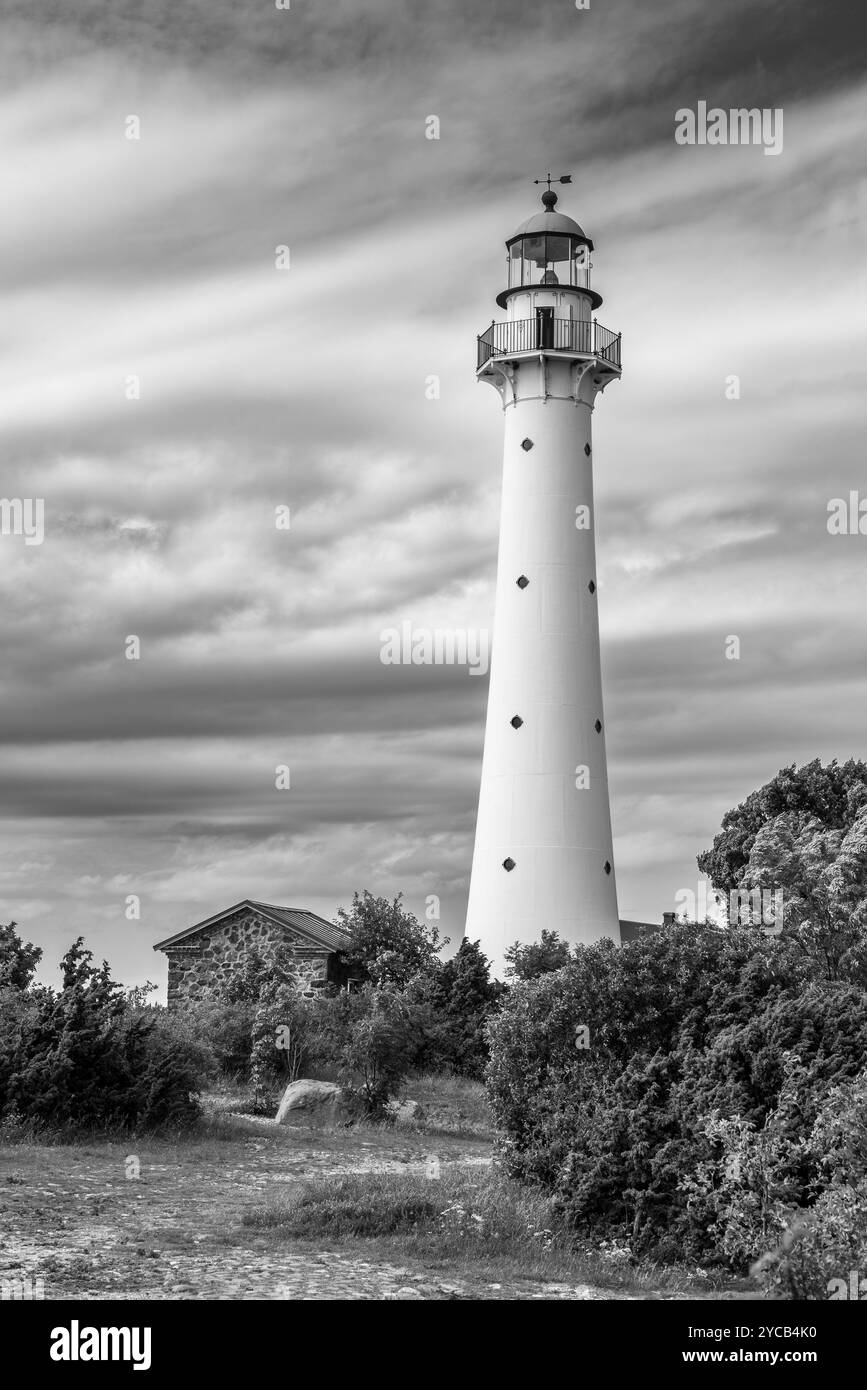 Old lighthouse in the summer. Kihnu, small island in Estonia. Europe ...