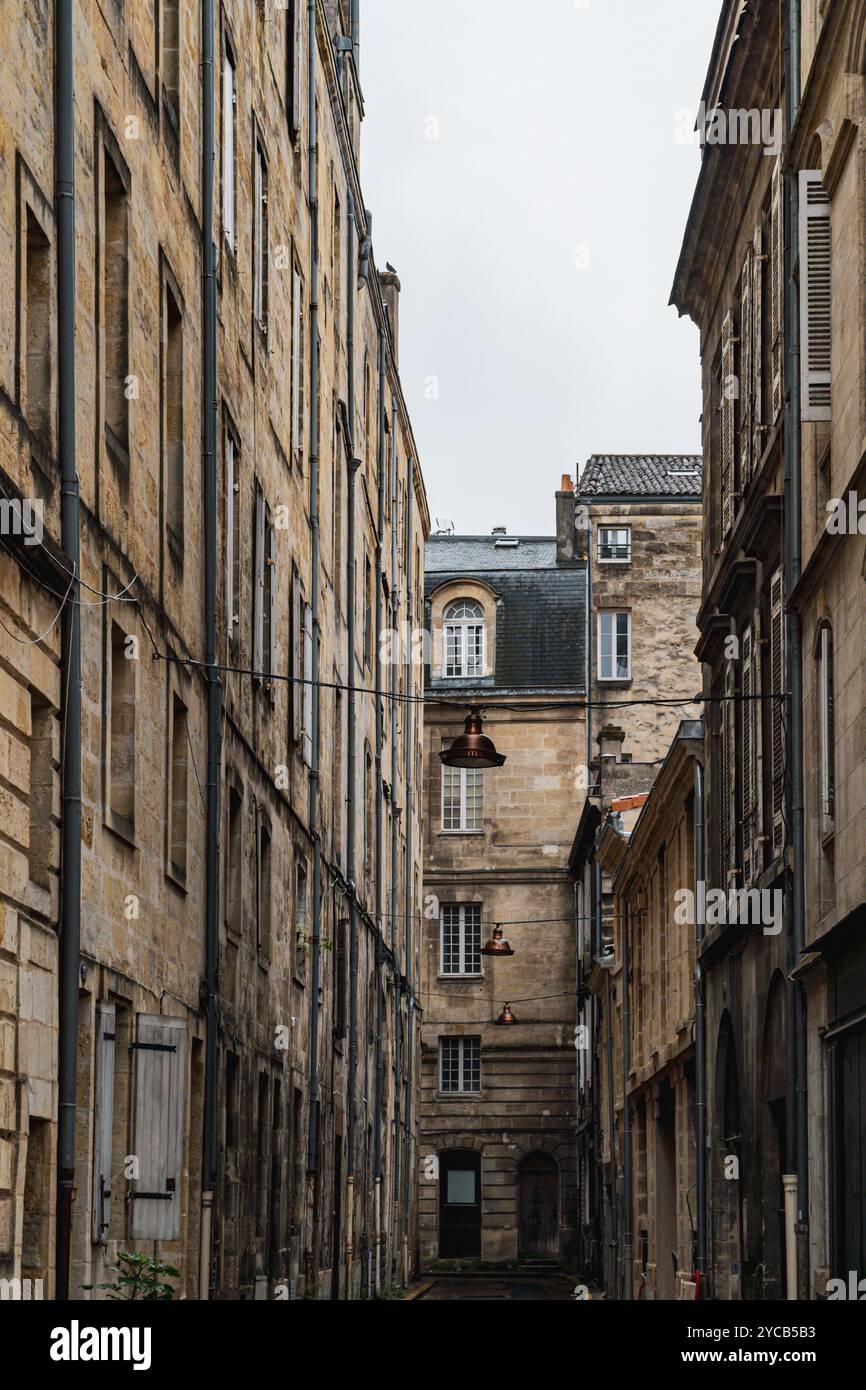 A narrow, historic street in the heart of downtown Bordeaux, featuring ...