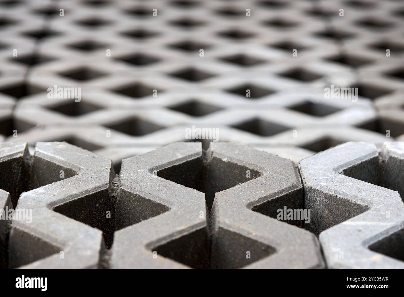 Checkered Concrete Cinder Tiles Of A Garden Sidewalk Lawn In Palette ...