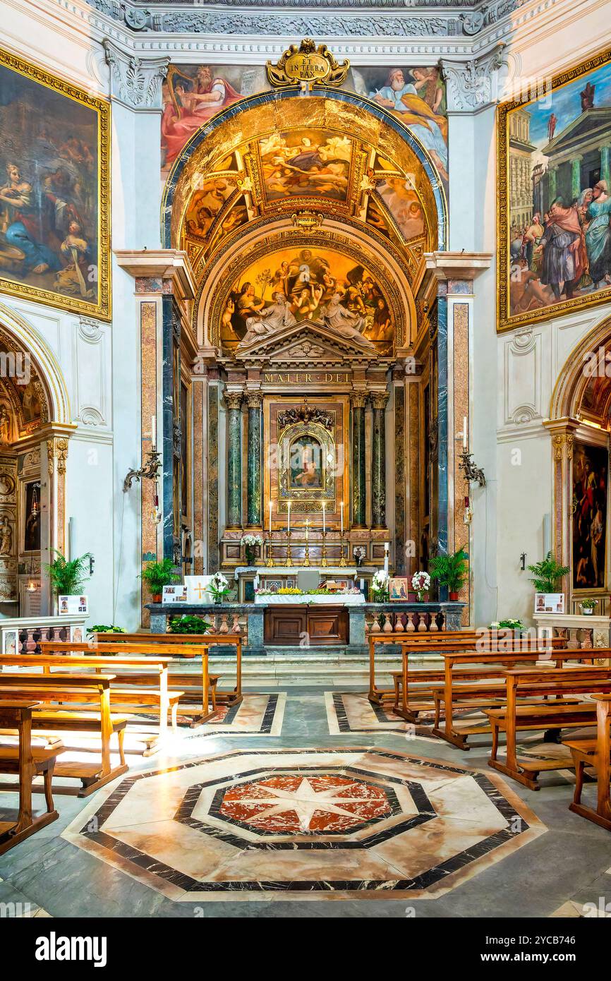The main altar of the Baroque church of Santa Maria della Pace ...