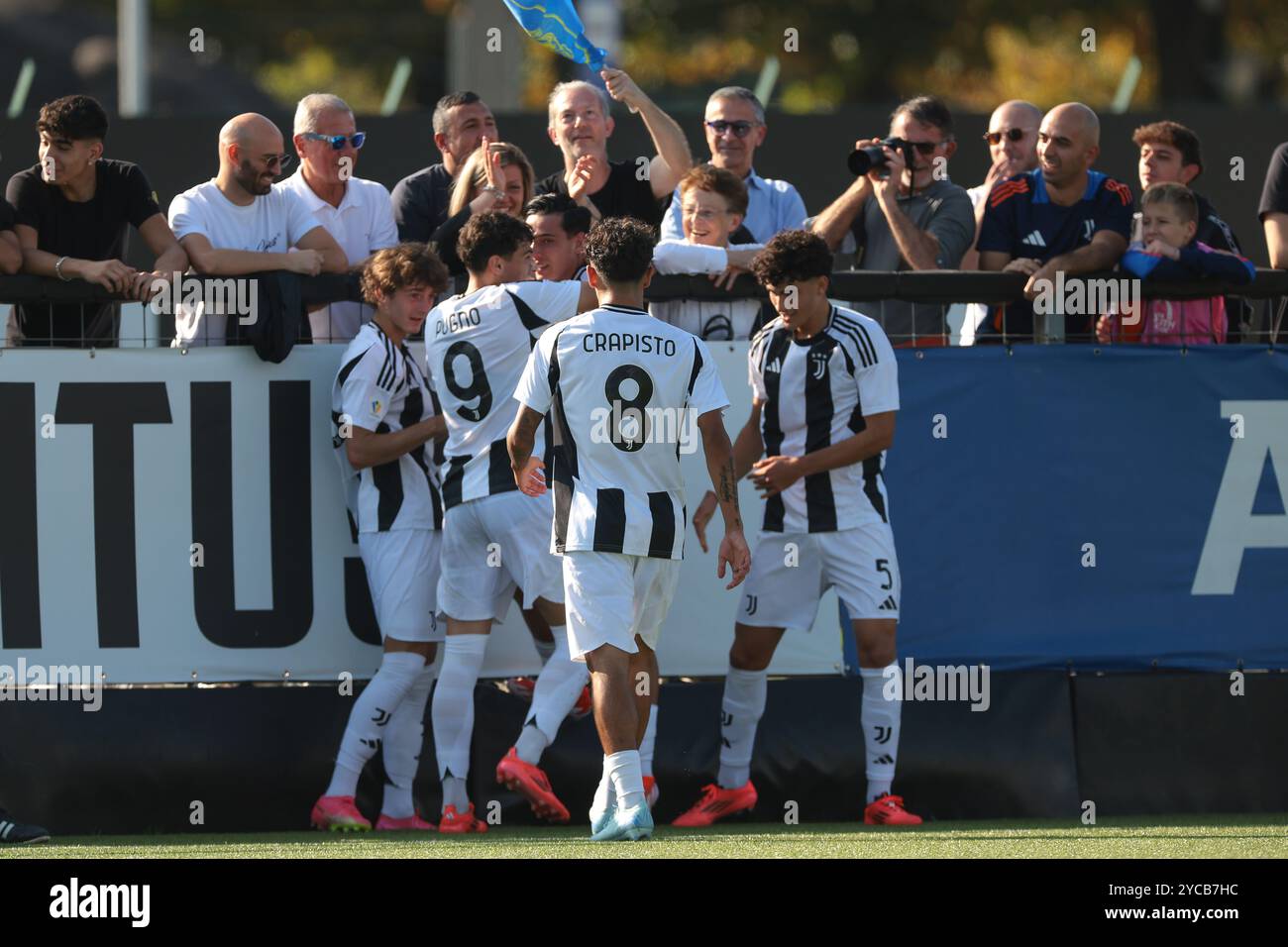Vinovo, Italy, 22nd October 2024. Alessio Vacca of Juventus celebrates ...