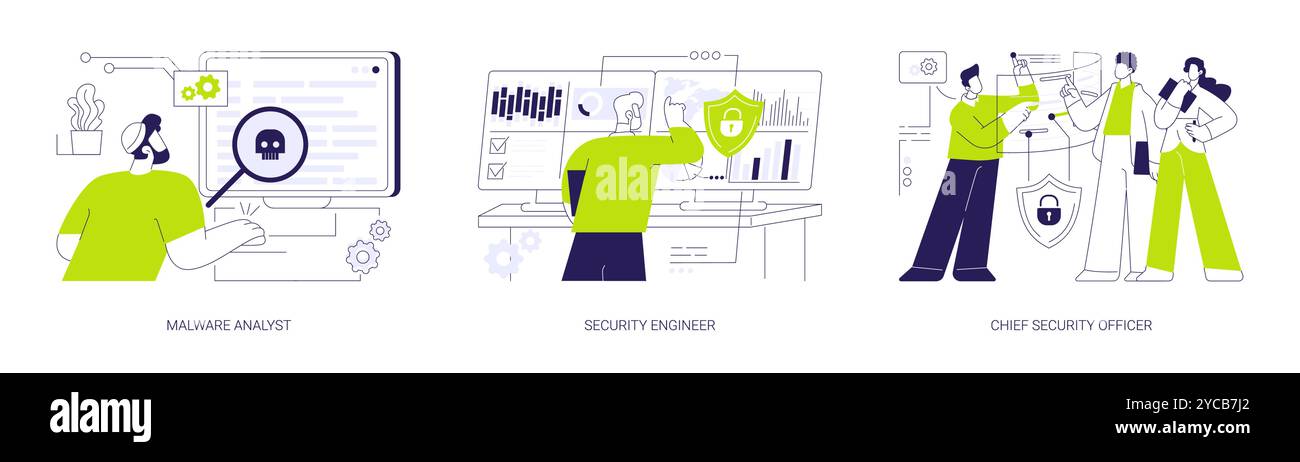 Cybersecurity professions abstract concept vector illustrations Stock ...
