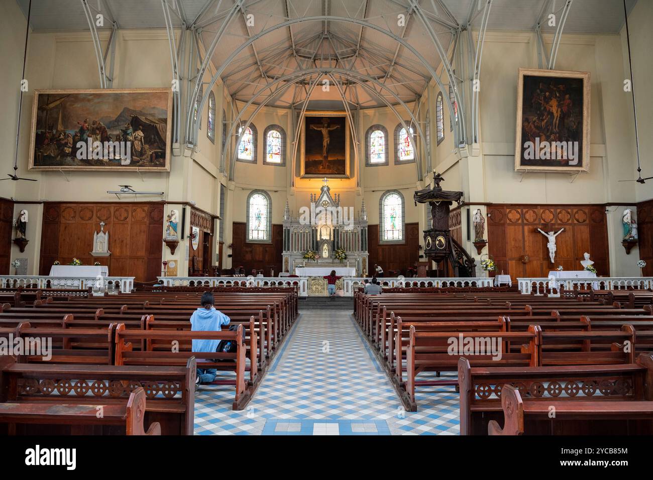 Cathedral, Port Louis, interior, altar, Indian Ocean, island, Mauritius ...