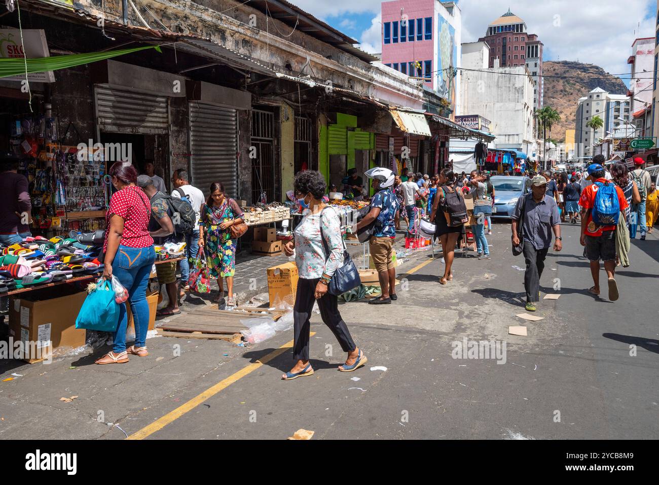 street market, old town Port Louis, Indian Ocean, island, Mauritius ...