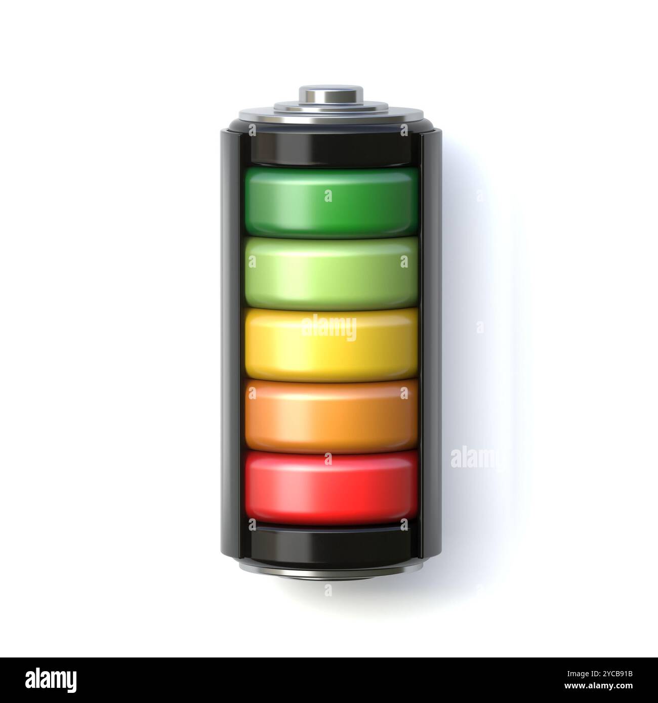 Battery color levels 3D rendering illustration isolated on white ...