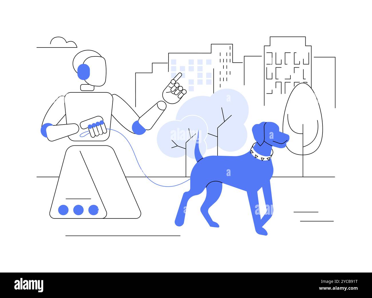 Dog walking robot isolated cartoon vector illustrations Stock Vector ...