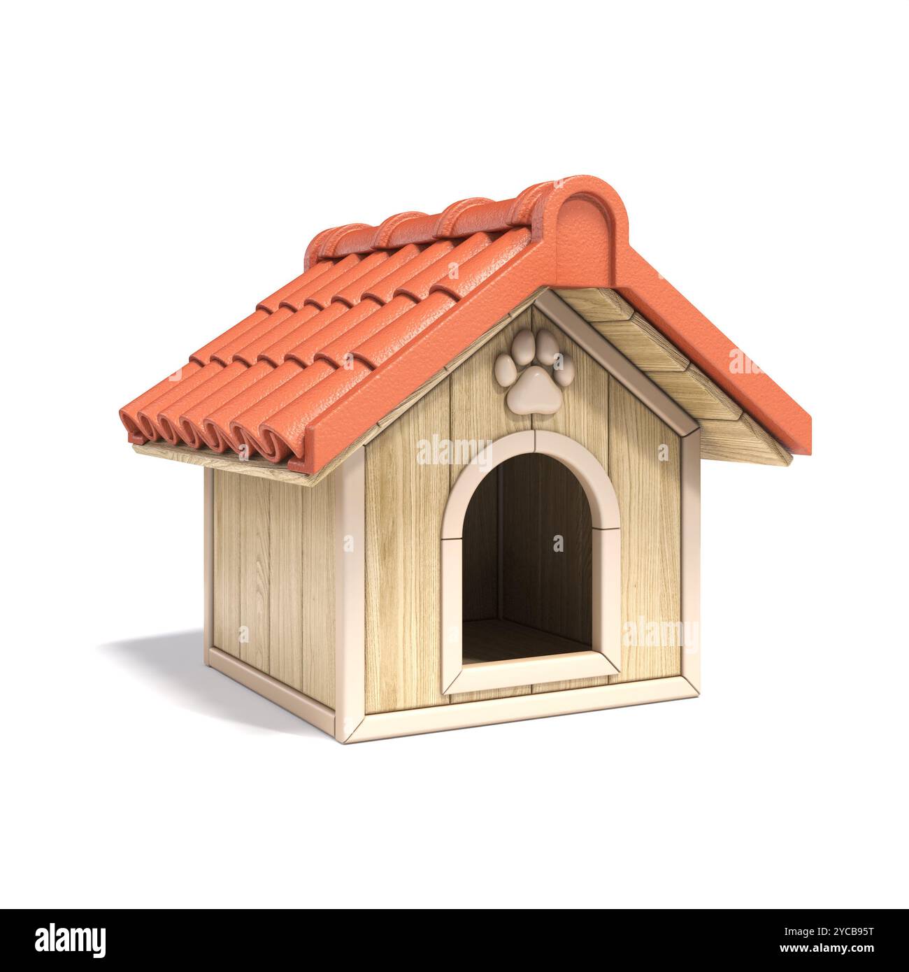 Dog house Side view 3D rendering illustration isolated on white ...