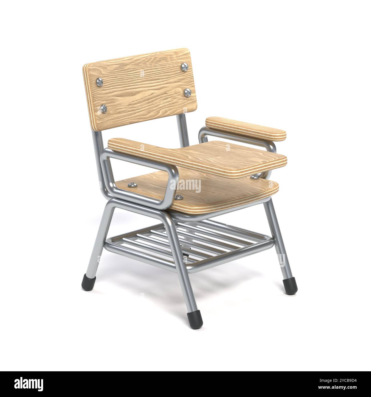 Writing pad student chair Side view 3D rendering illustration isolated ...