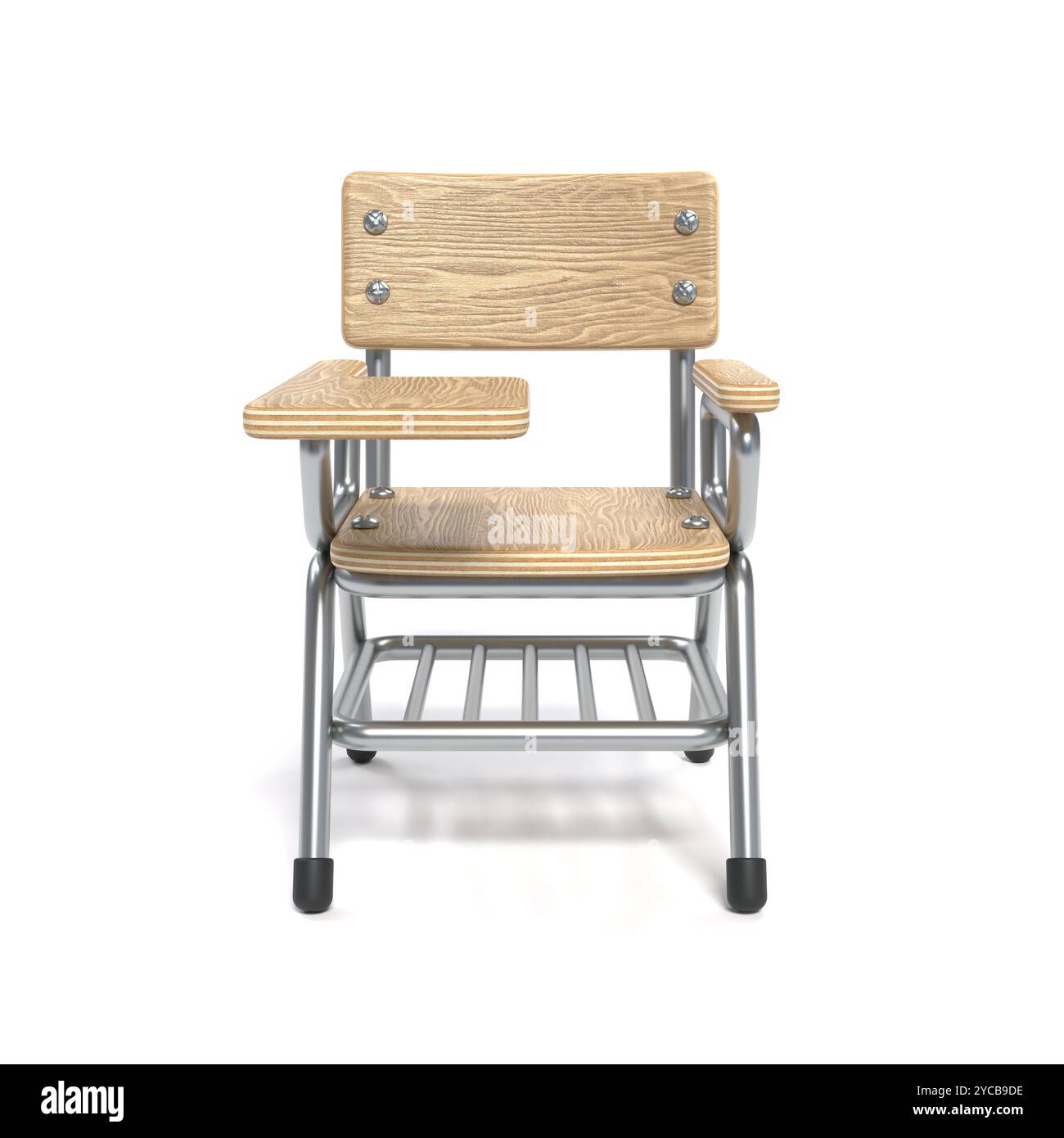 Writing pad student chair Front view 3D rendering illustration isolated ...